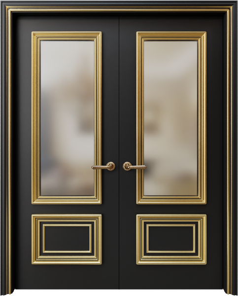 Double Swing Door Palladio Due Frosted Glass - Black Gold Patina ...