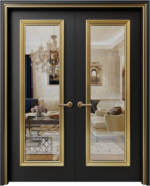 Double Swing Door Palladio Uno Clear Glass - Black Gold Patina: Premium ...