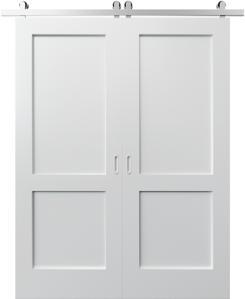 Double Barn Door Shaker Style Craftsman 2 Panel - White: Premium ...
